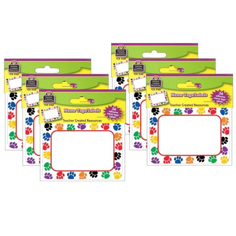 Colorful Paw Prints Name Tags, 36 Per Pack, 6 Packs – Gramco School ...