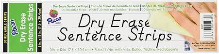 PACON® DRY ERASE SENTENCE STRIPS 3" X 12" WHITE 30 STRIPS,(PAC5187 ...