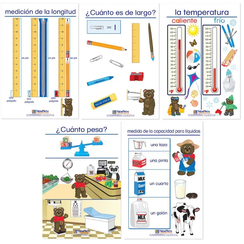 Measurement Bulletin Board Charts, Set of 5, Spanish Edition – Gramco ...