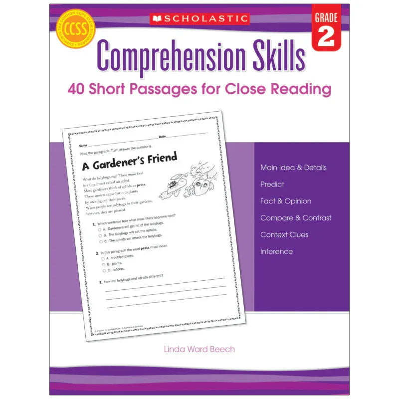 Comprehension Skills: Short Passages for Close Reading Book, Grade 2 ...