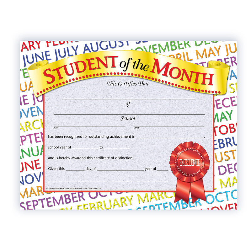 Student of the Month Award Certificate, 8.5" x 11", Pack of 30 – Gramco ...
