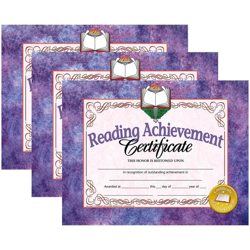 Reading Achievement Certificate, 30 Per Pack, 3 Packs – Gramco School ...