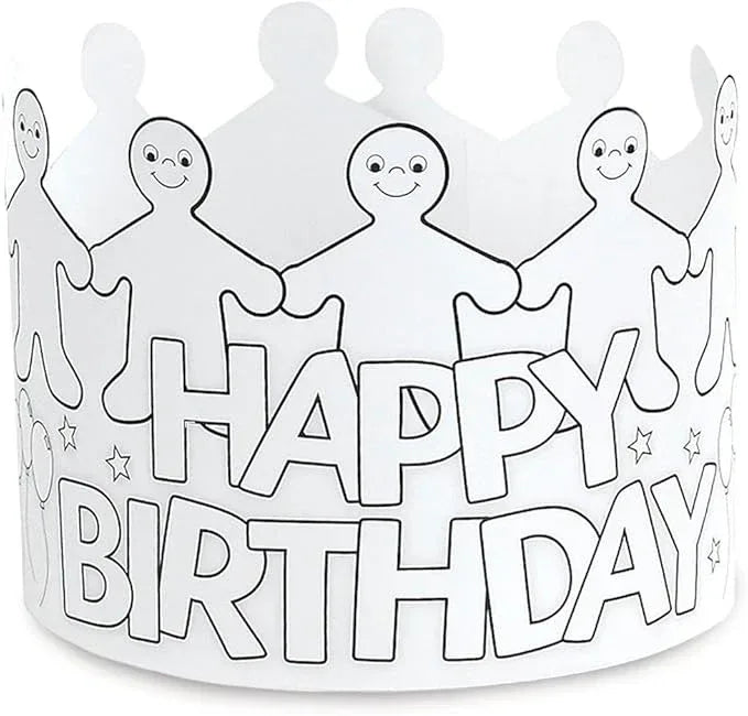 Hygloss 24-Piece Color Your Own Black and White Birthday Crowns ...