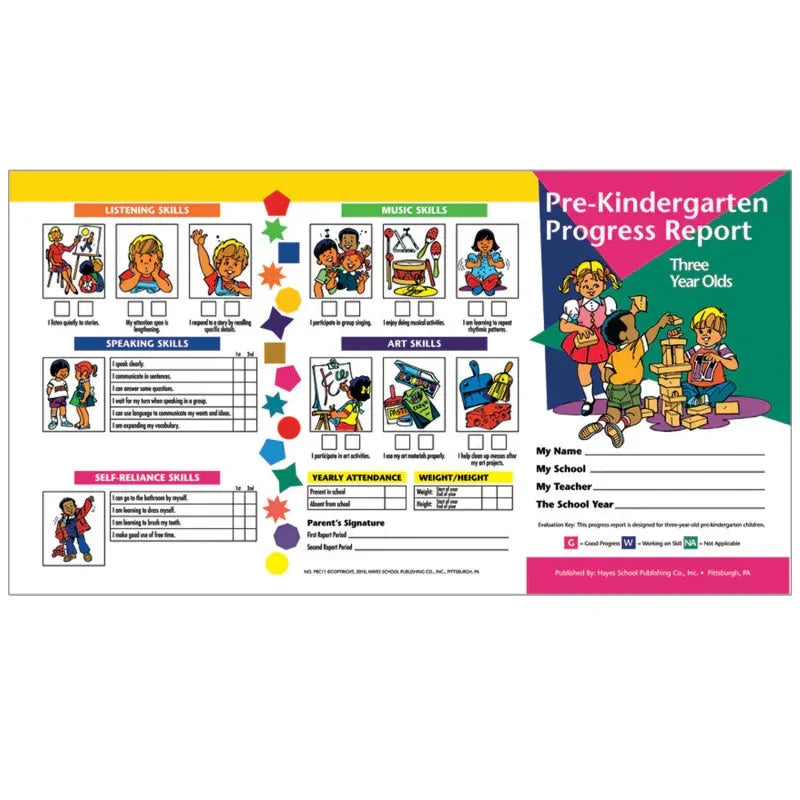 Pre-Kindergarten Progress Report (3 year olds), Pack of 10 – Gramco ...