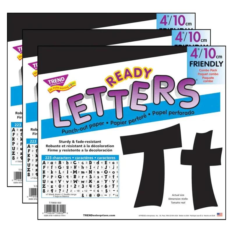 Black 4" Friendly Combo Ready Letters®, 3 Packs – Gramco School Supplies