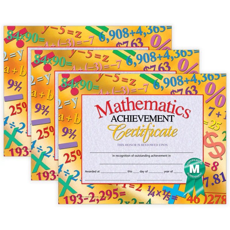 Mathematics Achievement Certificate, 30 Per Pack, 3 Packs – Gramco ...