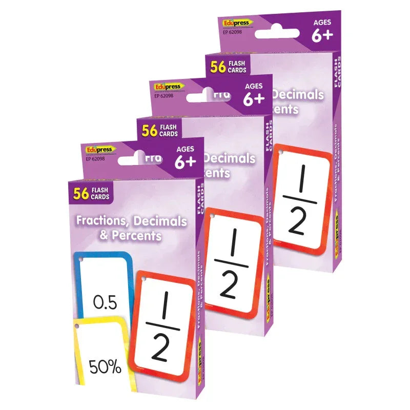 Fractions, Decimals & Percents Flash Cards, 3 Packs – Gramco School ...
