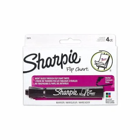 Sharpie Flip Chart Markers, Bullet Tip, Assorted Colors, 4 Pack, 22474 ...