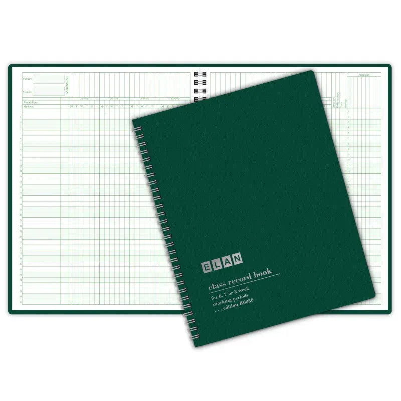 Class Record Book, Grades for 6-8 Weeks, 36 Student Names, Large block ...