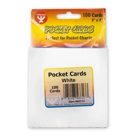 White Pocket Cards 3 in L x 3 in W. 100/pkg – Gramco School Supplies
