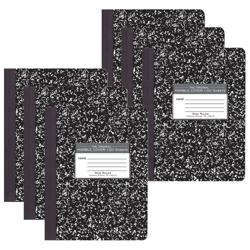 Marble Composition Book, Black, Pack of 6 – Gramco School Supplies