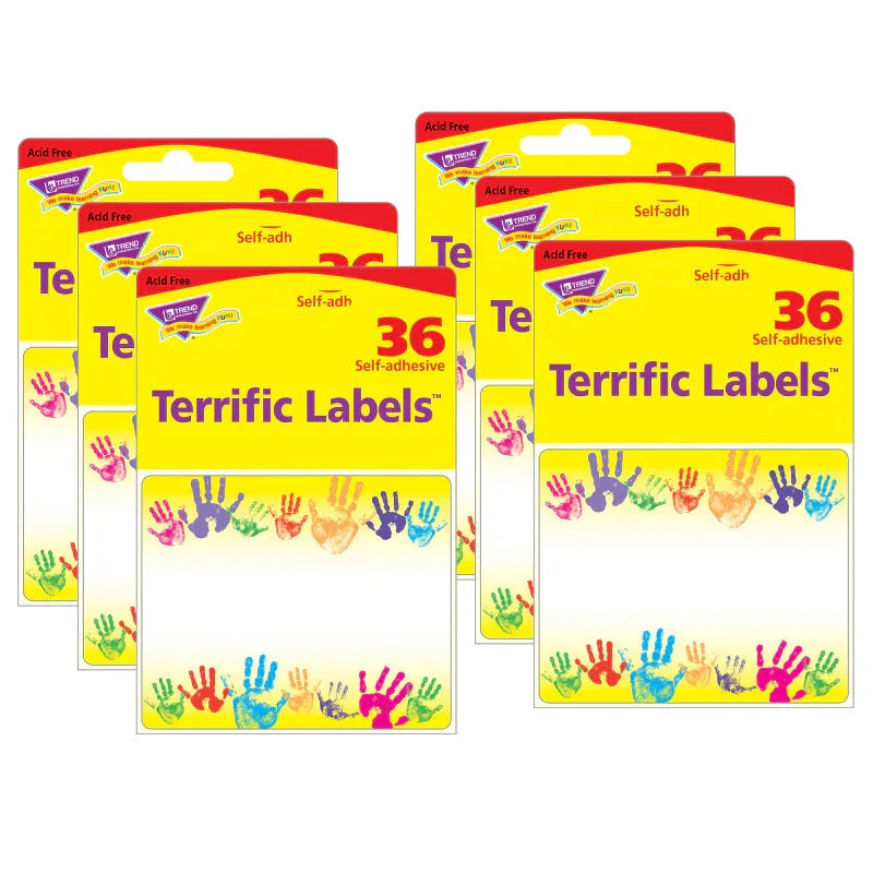 Rainbow Handprints Terrific Labels™, 36 Per Pack, 6 Packs – Gramco ...
