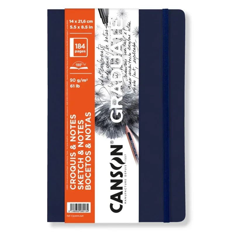 Graduate Sketch & Notes Art Book, Dark Blue, Soft Cover Binding, 92 Sh ...