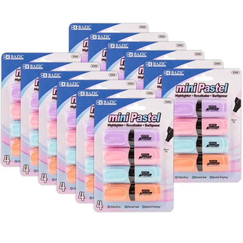 Mini Desk Style Pastel Highlighters, 4 Per Pack, 12 Packs – Gramco ...