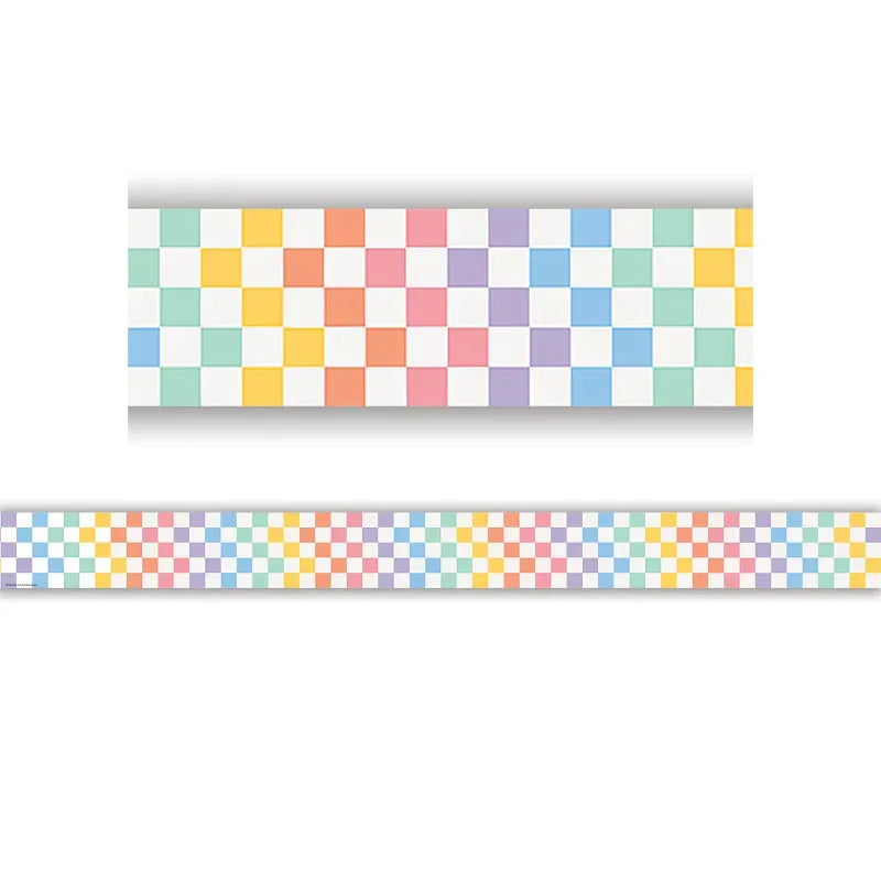 Cool for School Checkers Straight Border Trim, 35 Feet – Gramco School ...