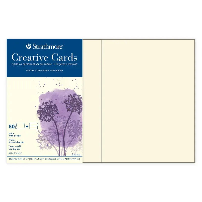 Creative Cards & Envelopes, Ivory with Deckle Edge, Full Size, 5x6.875 ...