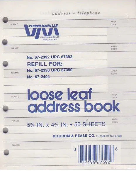 Boorum Loose Leaf Address Book Refill Management Series 4 3/4 X 5 3/4 ...
