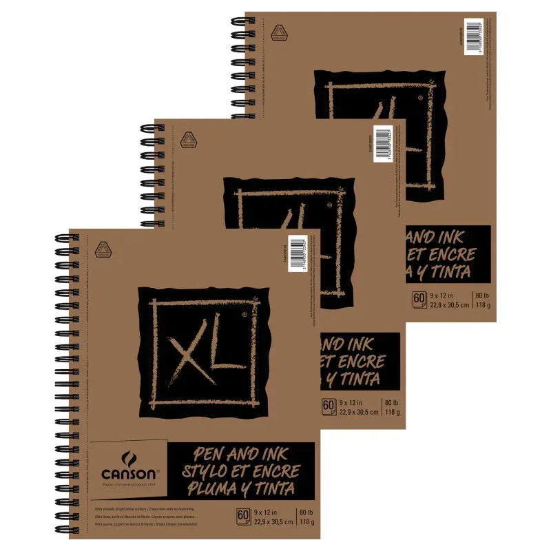 XL Series Pen & Ink Pad, Side Wire Binding, 60 Sheet, 9X12 inch, Pack ...