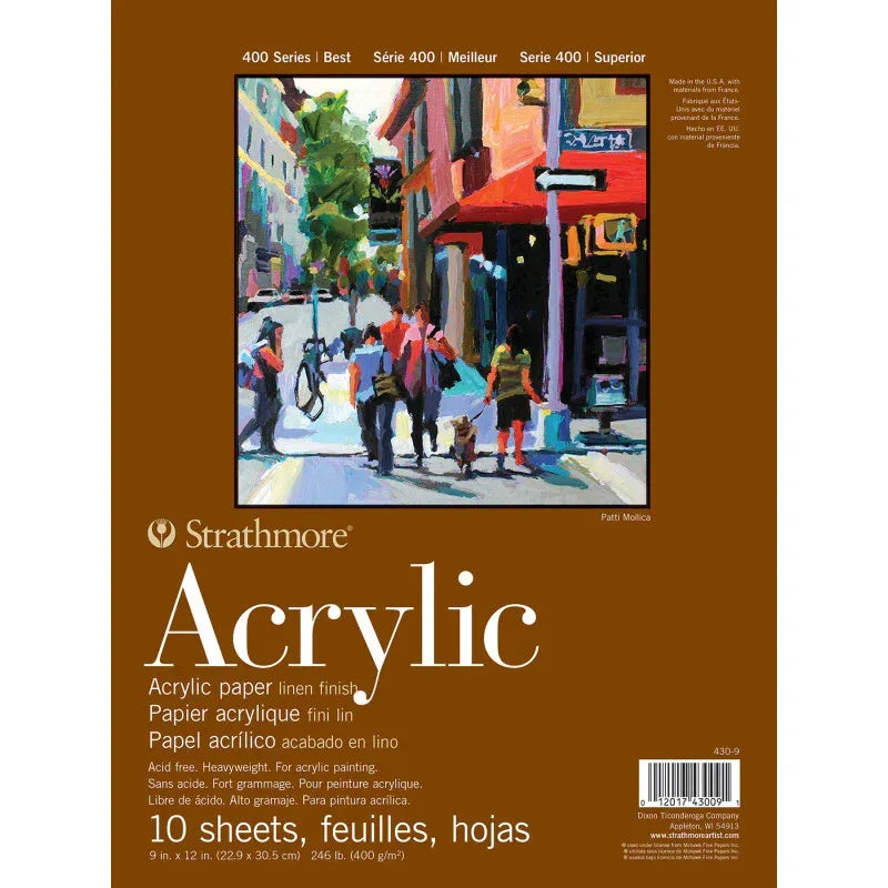 400 Series Acrylic Pad, Glue Binding, 10 Sheet, 9x12 inch, 1 Count ...