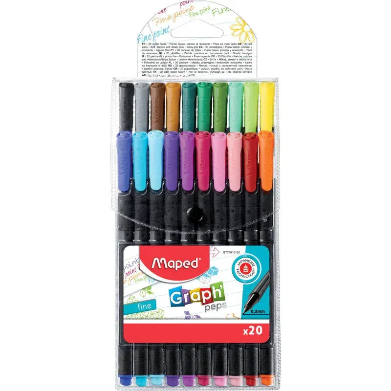 Graph'Peps 0.4mm Fine Felt Tipped Pens, Pack of 20 – Gramco School Supplies