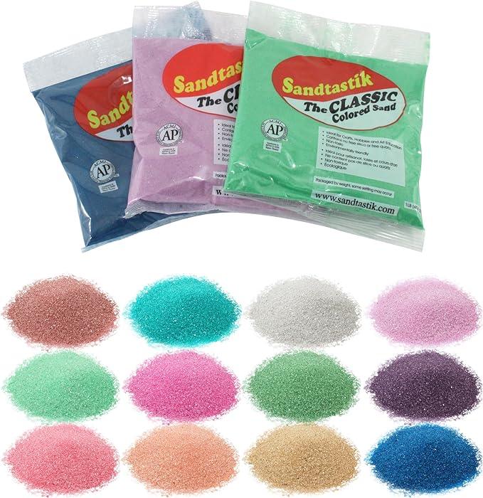 Sandtastik Classic Colored Sand Class Variety Pack #2- Vibrant Rainbow ...