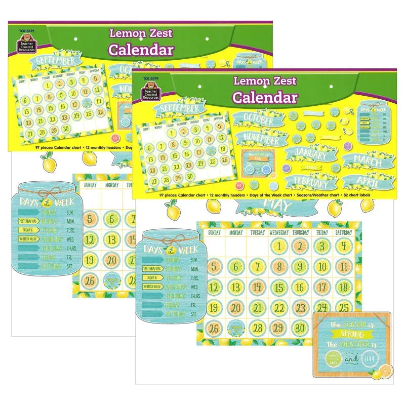 Lemon Zest Calendar Bulletin Board Set, 2 Sets – Gramco School Supplies