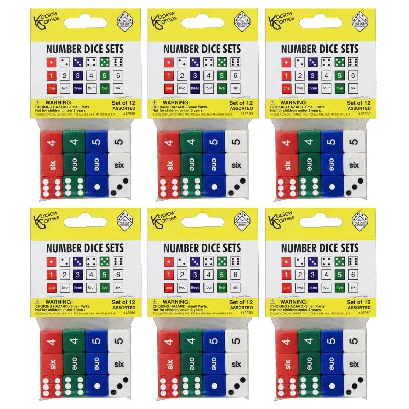 Number Dice Set, 12 Per Pack, 6 Packs – Gramco School Supplies