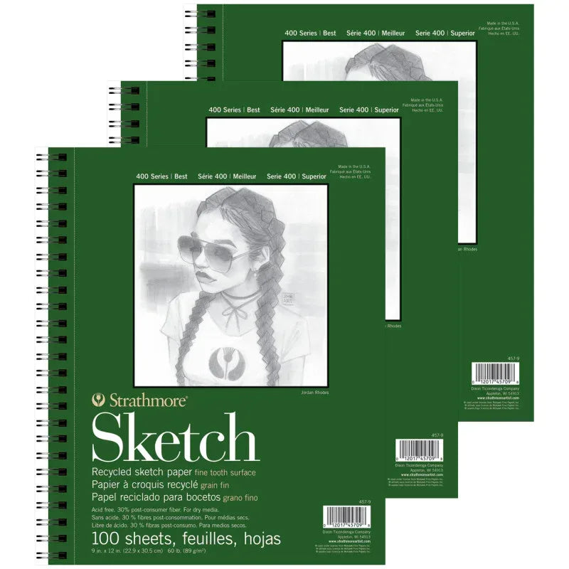 400 Series Sketch Pad, Recycled, Side Wire Binding, 100 Sheet, 9x12 in ...
