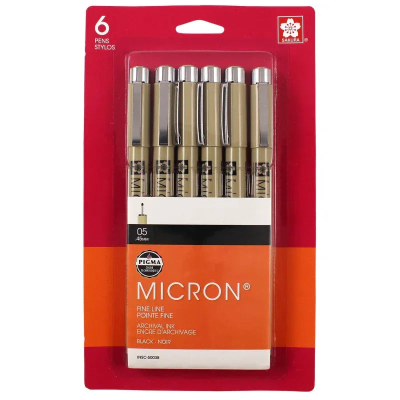 Pigma Micron Pens, Black, Size 05, 6-Pack, Blister Card – Gramco School ...
