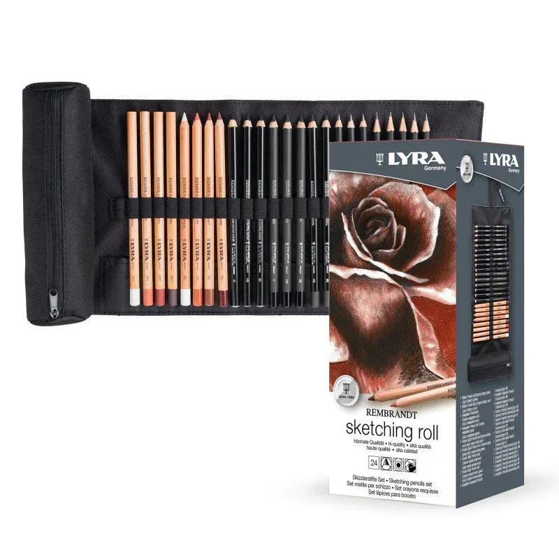 Sketching Set in Fabric Roll, Artist Pencils, Assorted Colors, 24 Piec ...