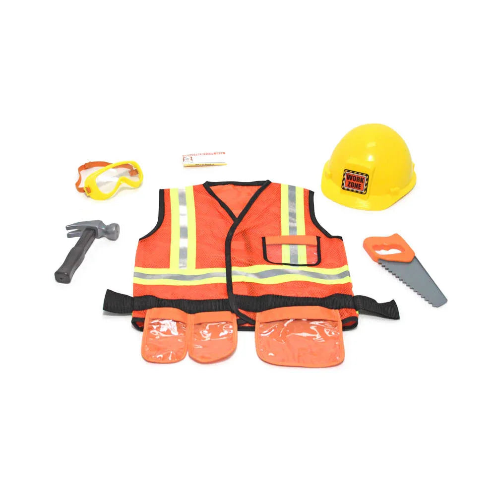 Melissa & Doug Construction Worker Costume Dress-Up Set (6 pcs) 4837 ...