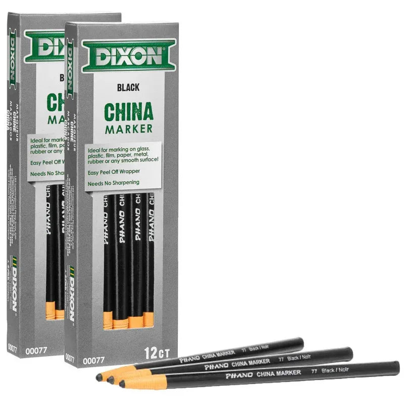 Phano China Markers, Black, 12 Per Pack, 2 Packs – Gramco School Supplies