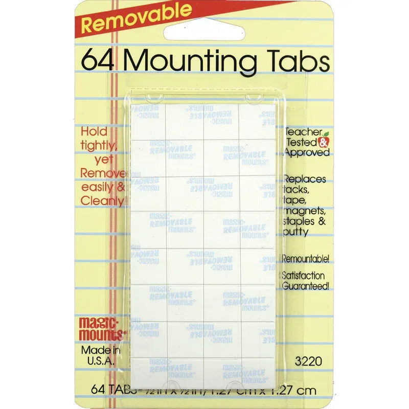 Removable Mounting Tabs, 1/2" x 1/2", Pack of 64 – Gramco School Supplies
